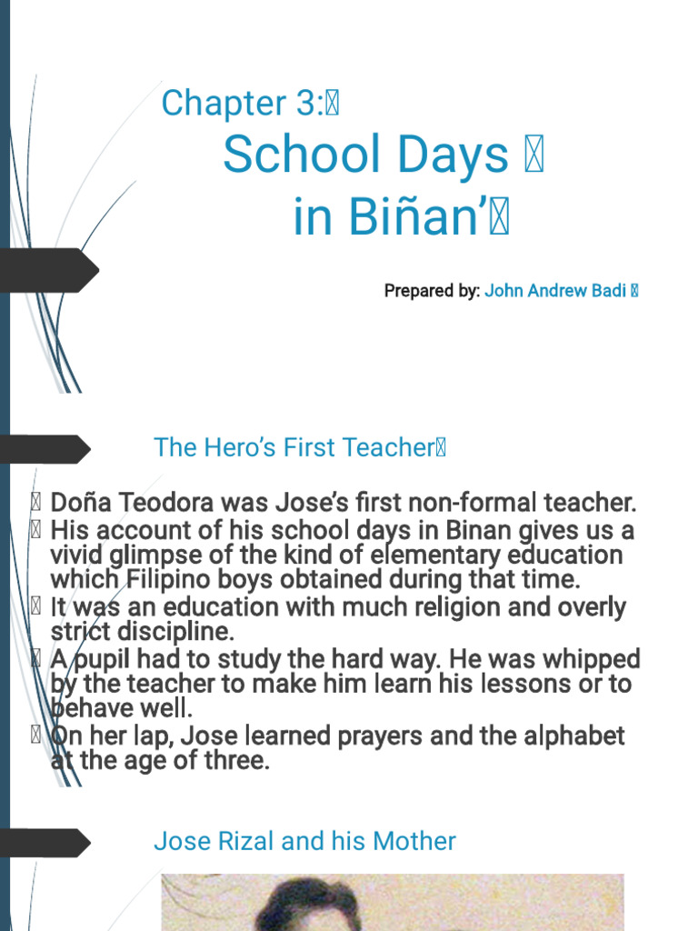 Jose Rizal's School Days in Biñan | PDF