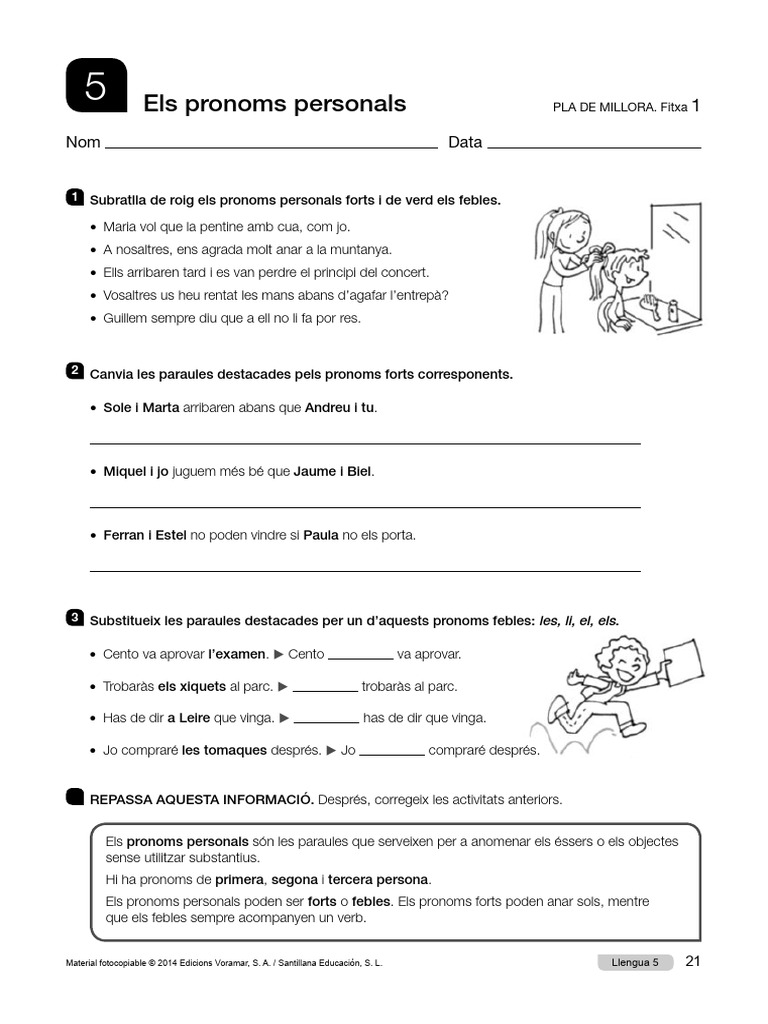 Pronoms Personals 1r d'ESO | PDF