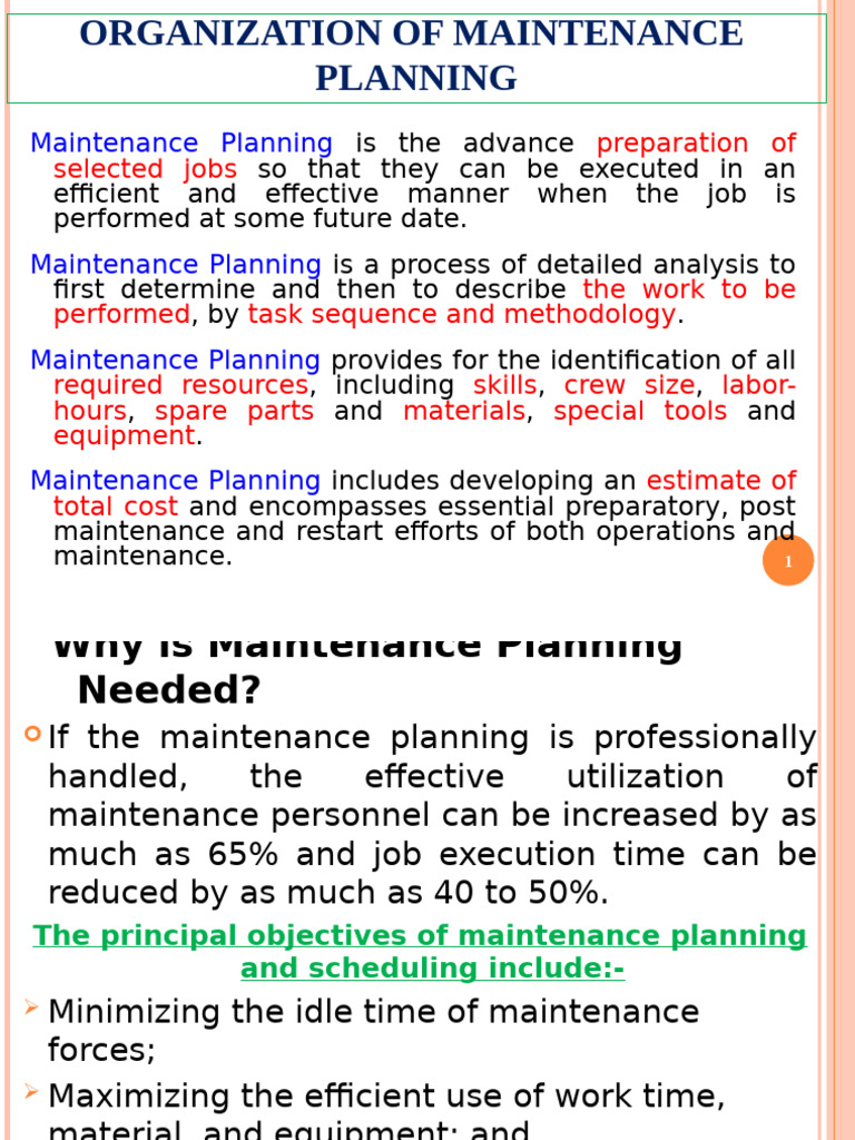 Maintenance Planning and Scheduling Guide | PDF