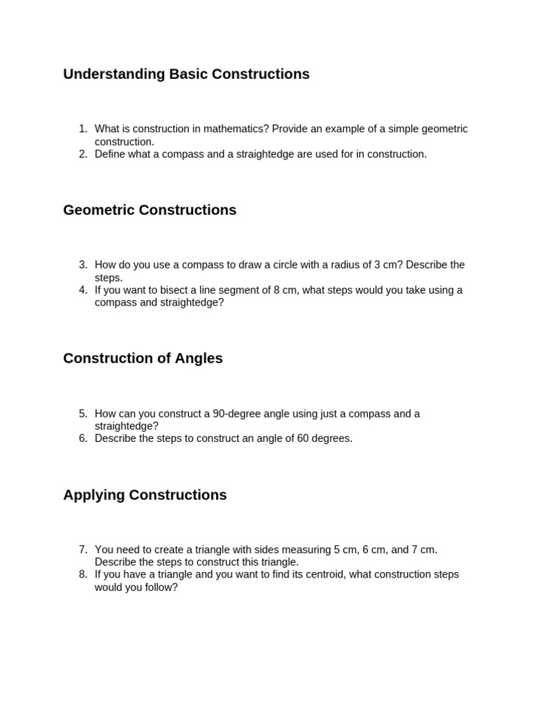 Understanding Basic Constructions For Grade 6 | PDF