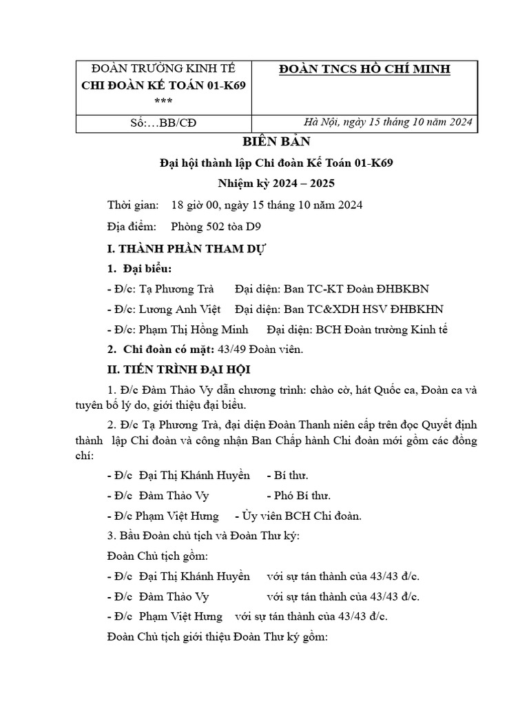 _Biên Bản KT01.Docx | PDF