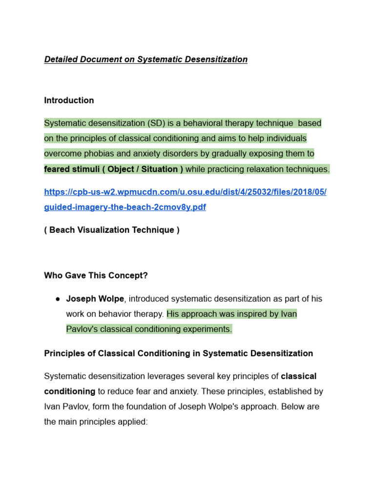 Systematic Desensitization (1) | PDF | Classical Conditioning | Fear