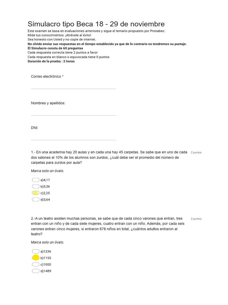 Claves - 29 - 11 Noche Simulacro Tipo Beca 18 - Formularios de Google | PDF | Triángulo | Geometría