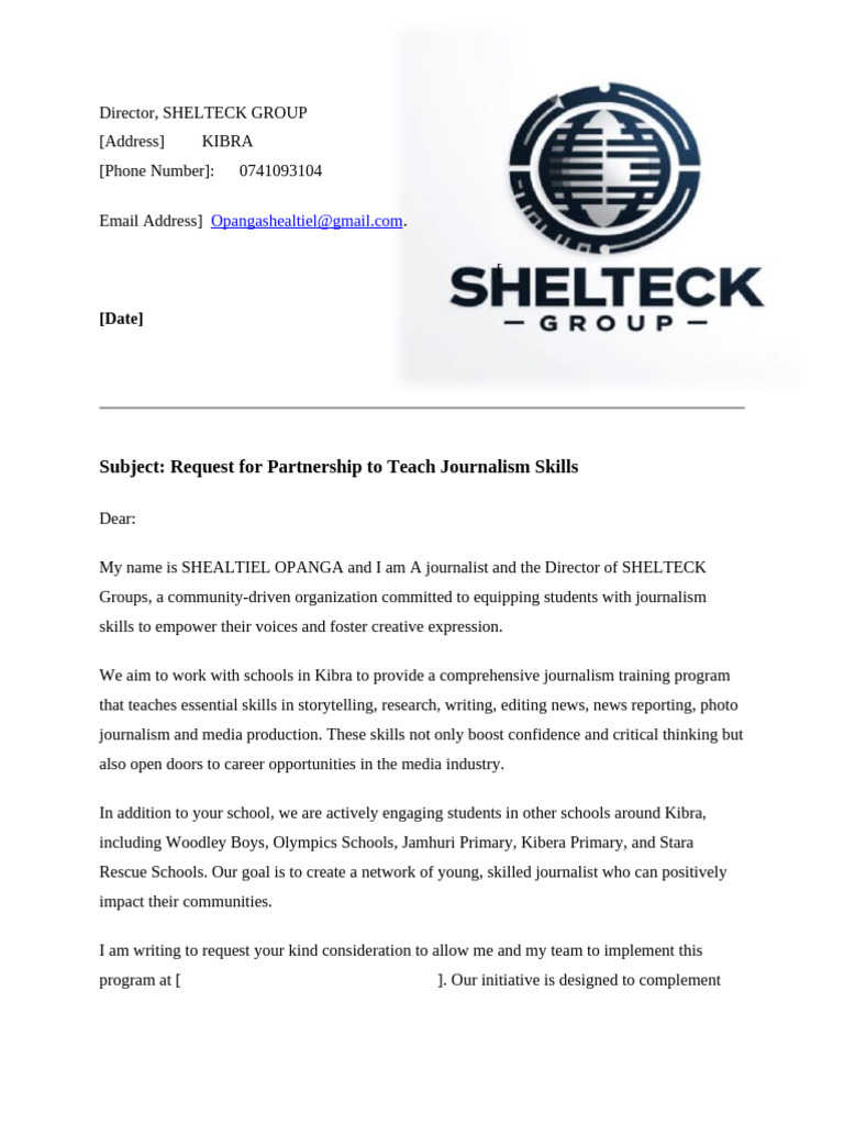 Intro Letter Shelteck | PDF