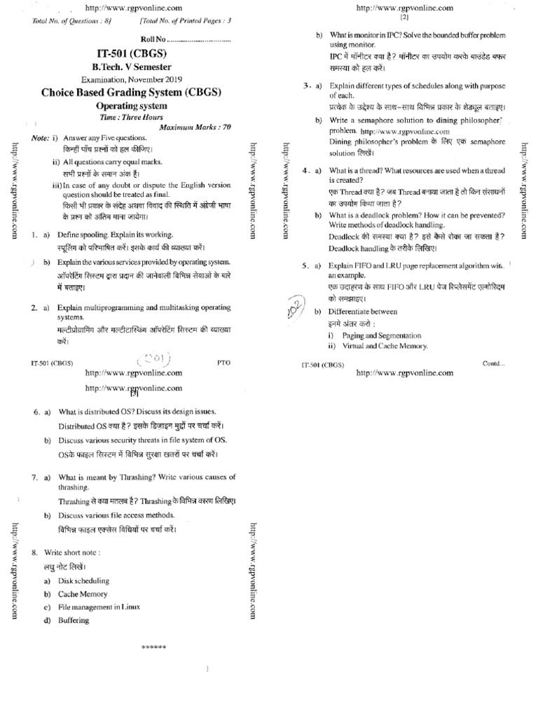 It 501 Operating System Nov 2019 | PDF