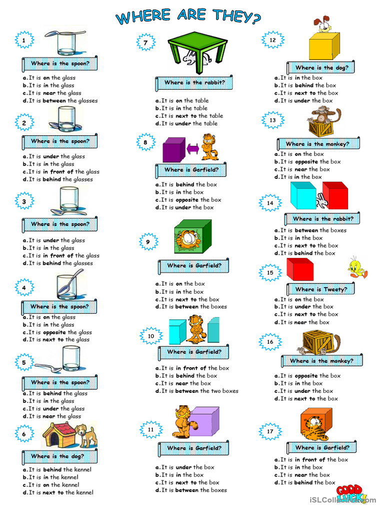 Prepositions of Place Practice 1 | PDF