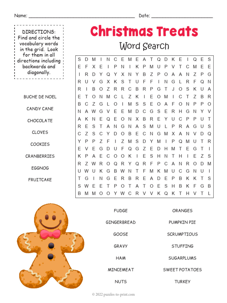 Christmas Foods Word Search Puzzle | PDF | Word Search | Linguistics