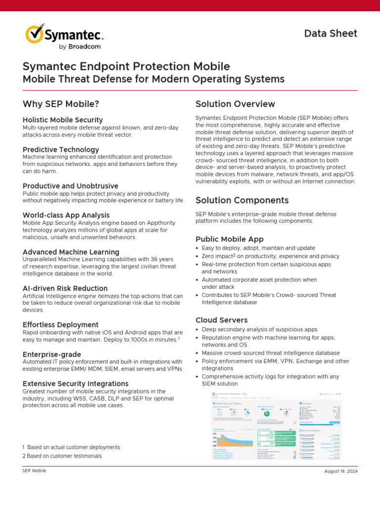 Symantec - Data Sheet - SEP Mobile | PDF | Security | Computer Security