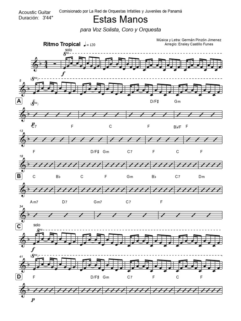 Estas Manos - Acoustic Guitar | PDF