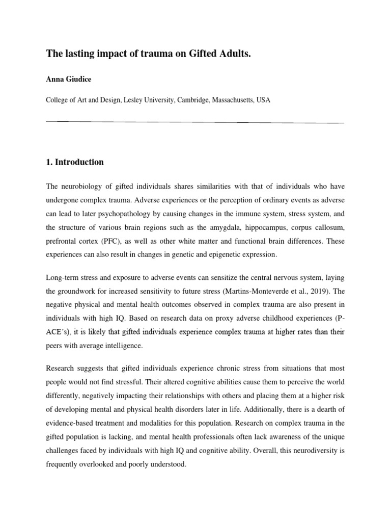 Trauma's Impact on Gifted Adults | PDF | Psychological Trauma | Child Abuse