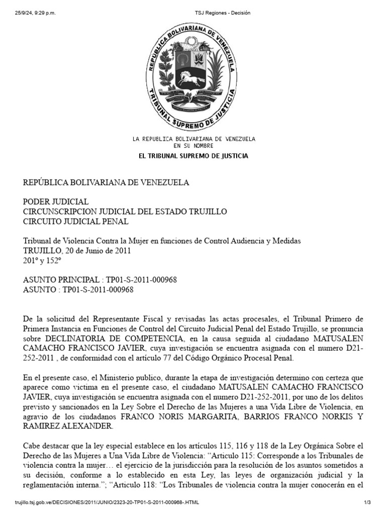 TSJ Regiones - Decisión | PDF | Gobierno | Ley Pública