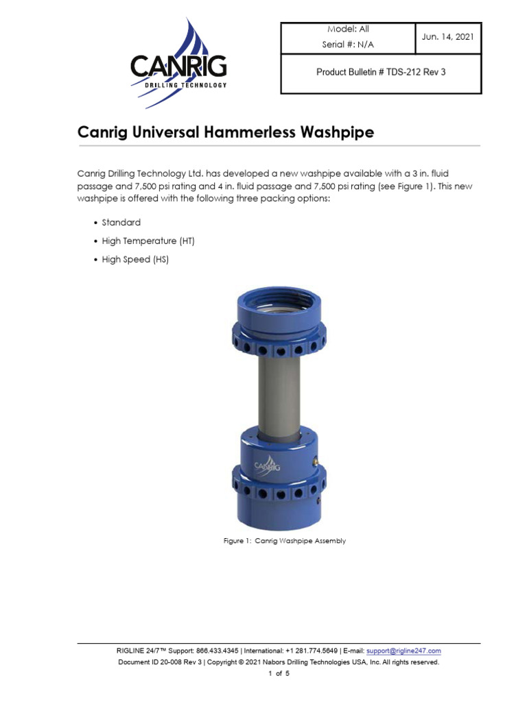20-008 TDS Washpipe Assy 3in 7.5K PB-1 | PDF | Mechanical Engineering