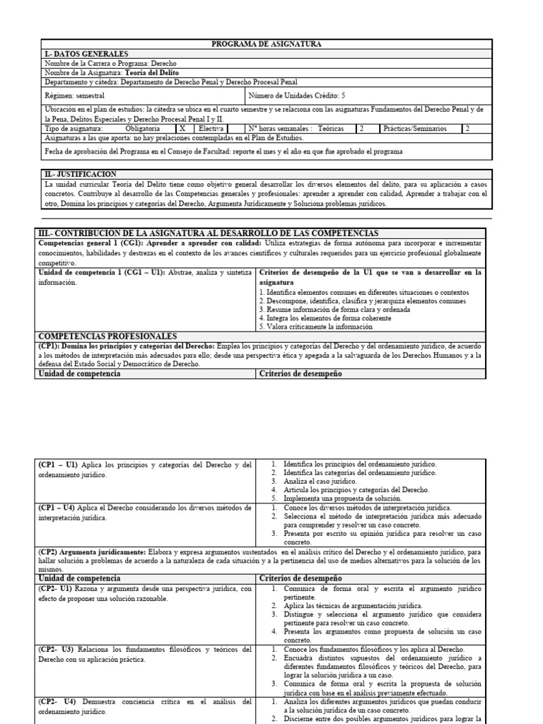 4.3 Programa TeorIa Del Delito | PDF | Intención (Derecho Penal) | Derecho penal