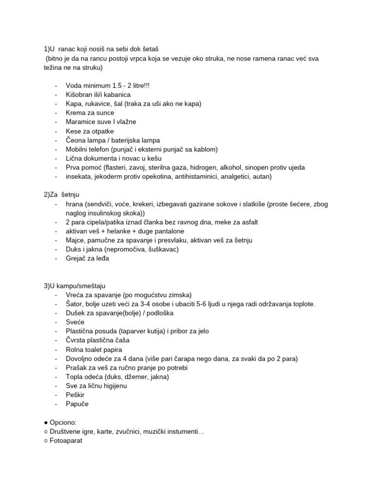 Lični Spisak Za Šetnju | PDF