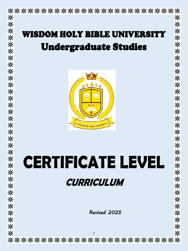 Whbu Certificate Curriculum January 2025 | PDF | Thesis | Theology