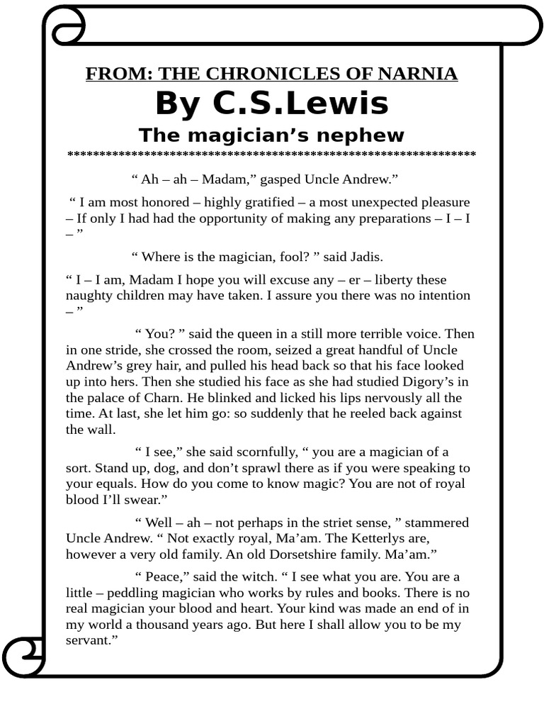 THE CHRONICLES OF NARNIA (The Magician's Nephew) | PDF