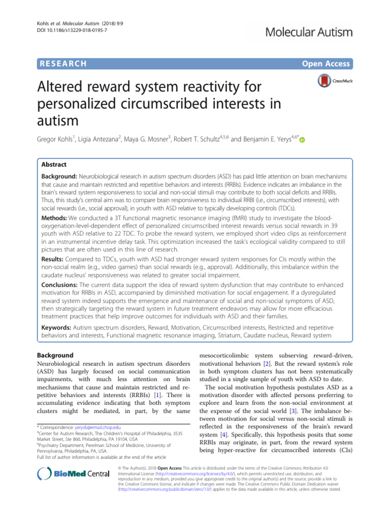 Altered Reward System Reactivity For Personalized Circumscribed ...