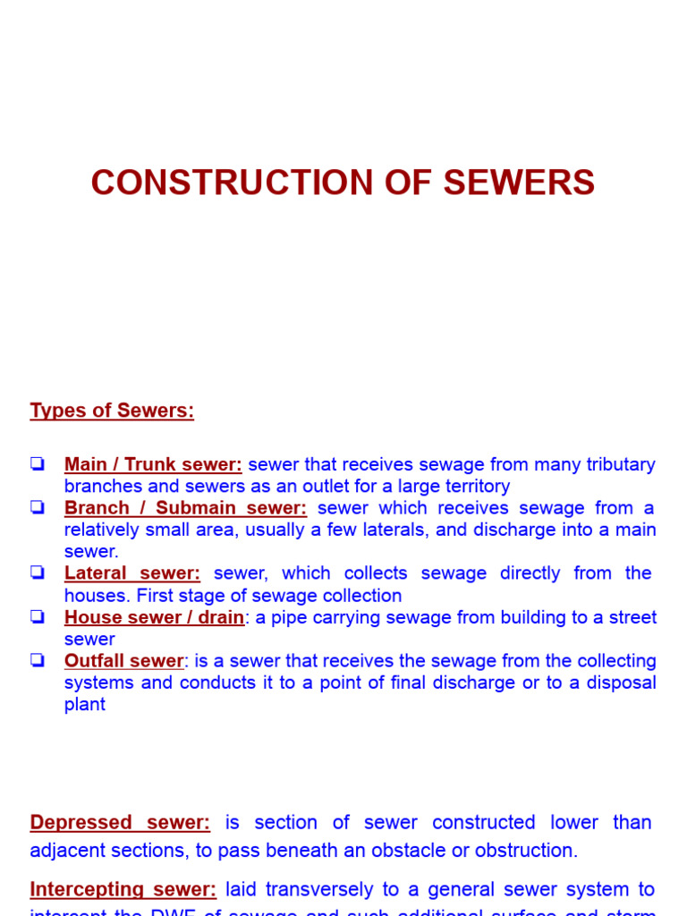 Types and Construction of Sewers | PDF | Sanitary Sewer | Storm Drain