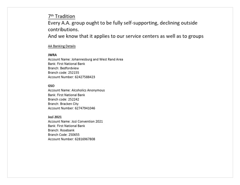 7th Tradition: A.A. Self-Supporting Guidelines | PDF
