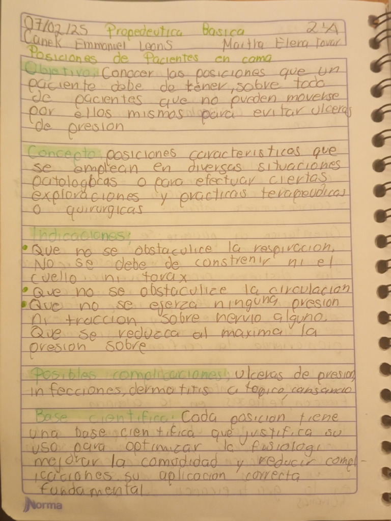 Posiciones de Paciente en Cama Canek León | PDF