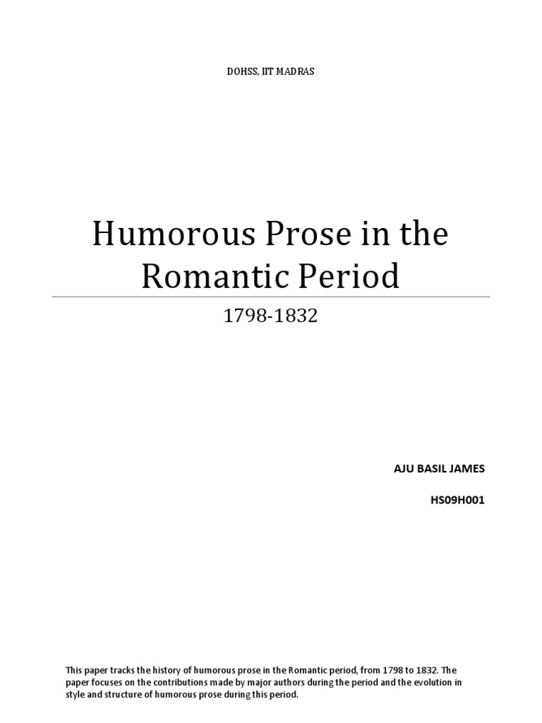 Romantic Era's Humorous Prose | PDF | Frances Burney | Jane Austen