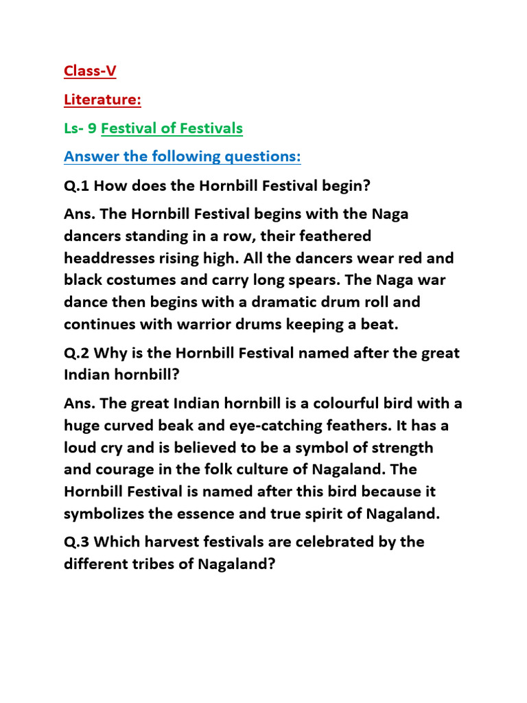 Class-V Ls-9 Festival of Festivals | PDF