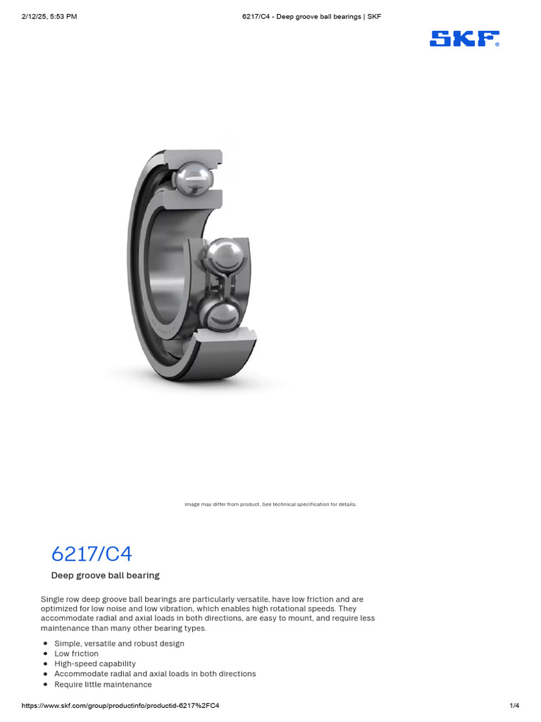 6217_C4 - Deep groove ball bearings _ SKF | PDF | Bearing (Mechanical) | License