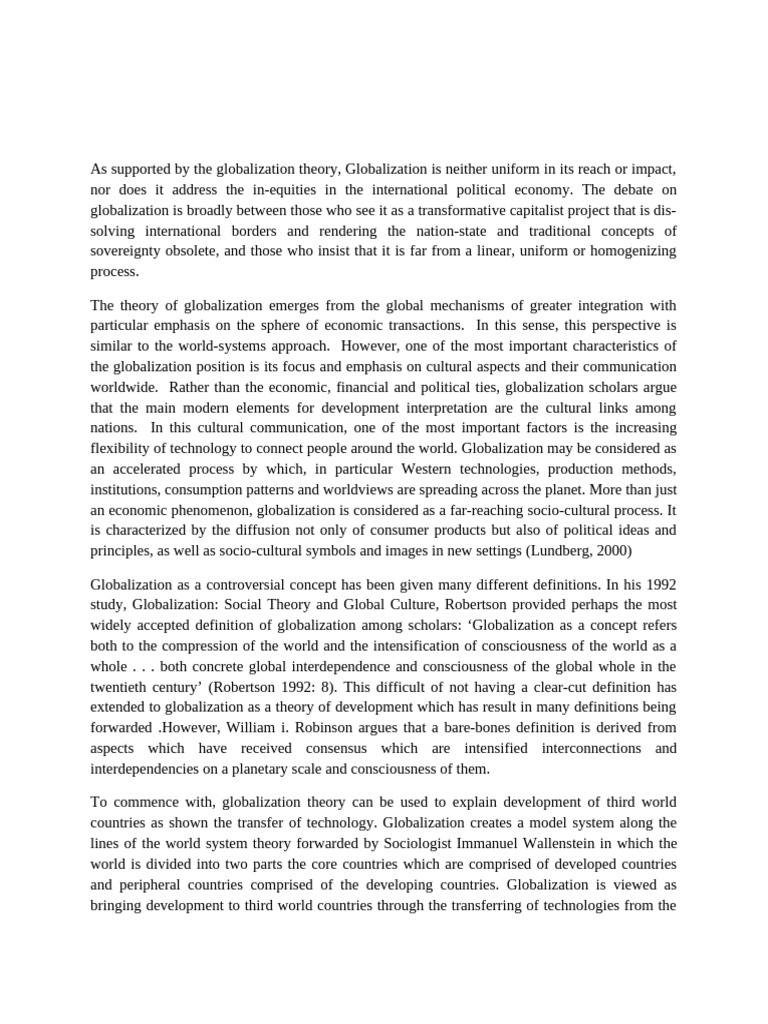 Globalization Presentation | PDF | Globalization | World Systems Theory