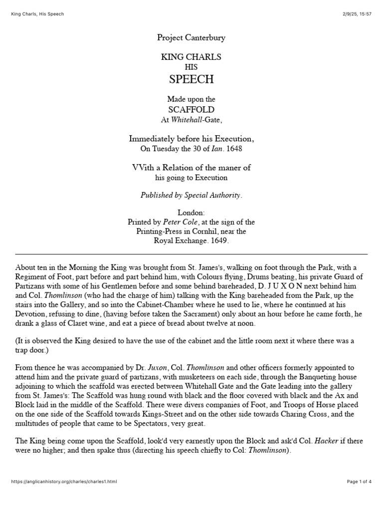 Charles I's Scaffold Speech | PDF
