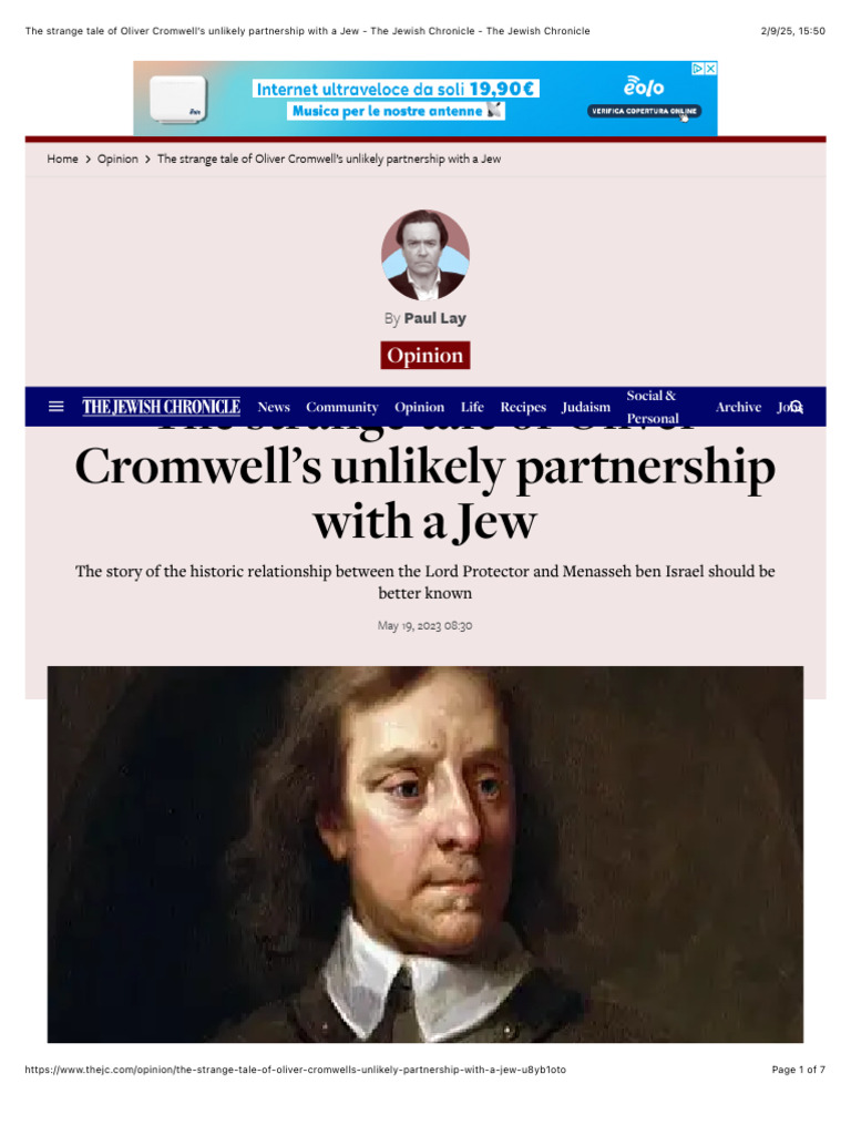 The Strange Tale of Oliver Cromwell's Unlikely Partnership With A Jew ...