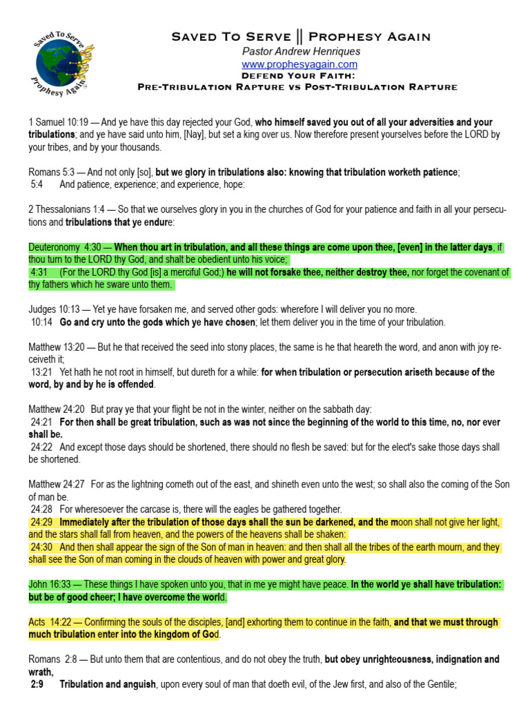 Pre Tribulation Rapture Vs Post Tribulation Rapture Defend Your Faith ...