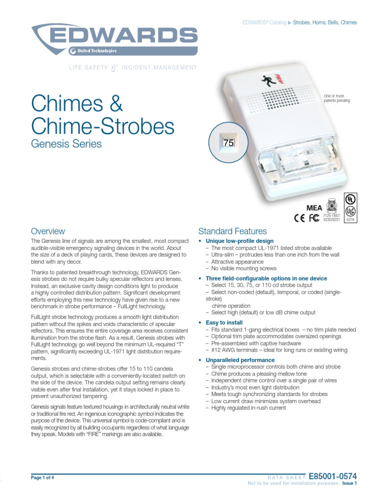 DS - Genesis Chimes and Chime-Strobes | PDF | Root Mean Square | Decibel