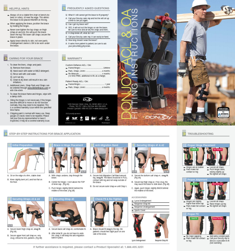 Kmee Brace DonJoy ACL & OA Fitting Instructions | PDF | Knee