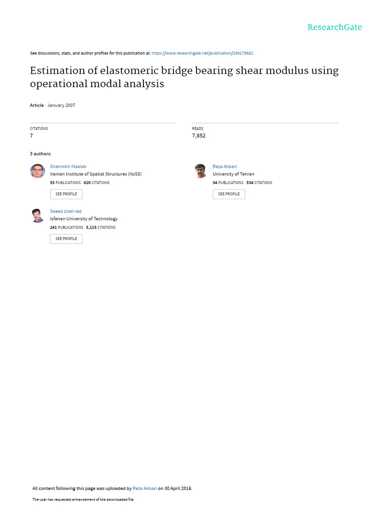 Estimation of Elastomeric Bridge | PDF | Hardness | Spectral Density