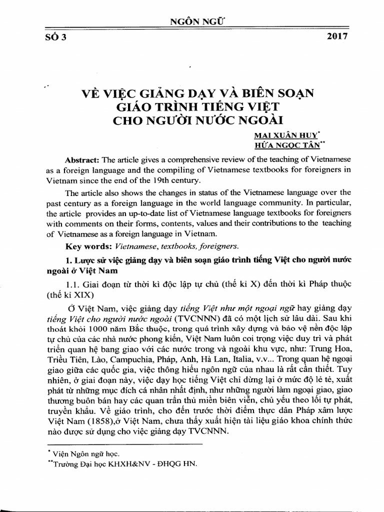 Ve Viec Giang Day Va Bien Soan Giao Trinh Tieng Viet Cho Nguoi Nuoc Ngoai | PDF