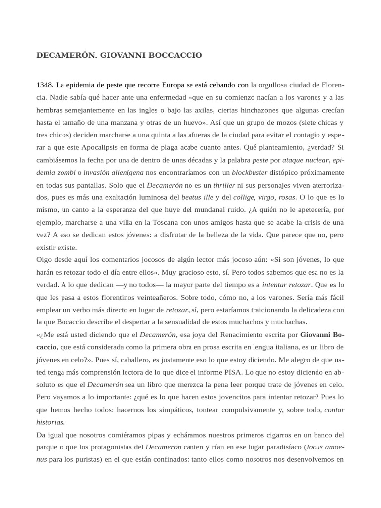 Decamerón Giovanni Boccaccio | PDF | El decameron | Giovanni Boccaccio