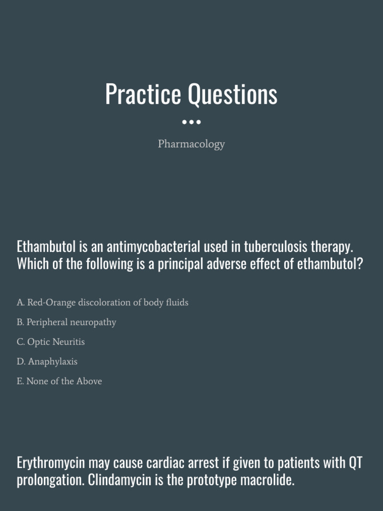 Pharmacology Practice Questions and Answers | PDF | Antibiotics ...