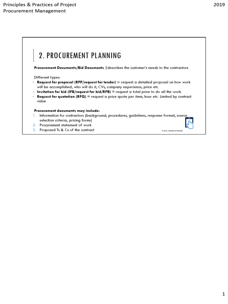 2019 PPM Procurement Lecture 2 - Procurement Planning | PDF
