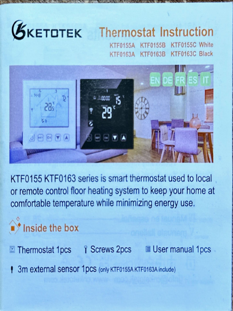 KETOTEK KTF0155 Smart Thermostat Instruction Manual | PDF