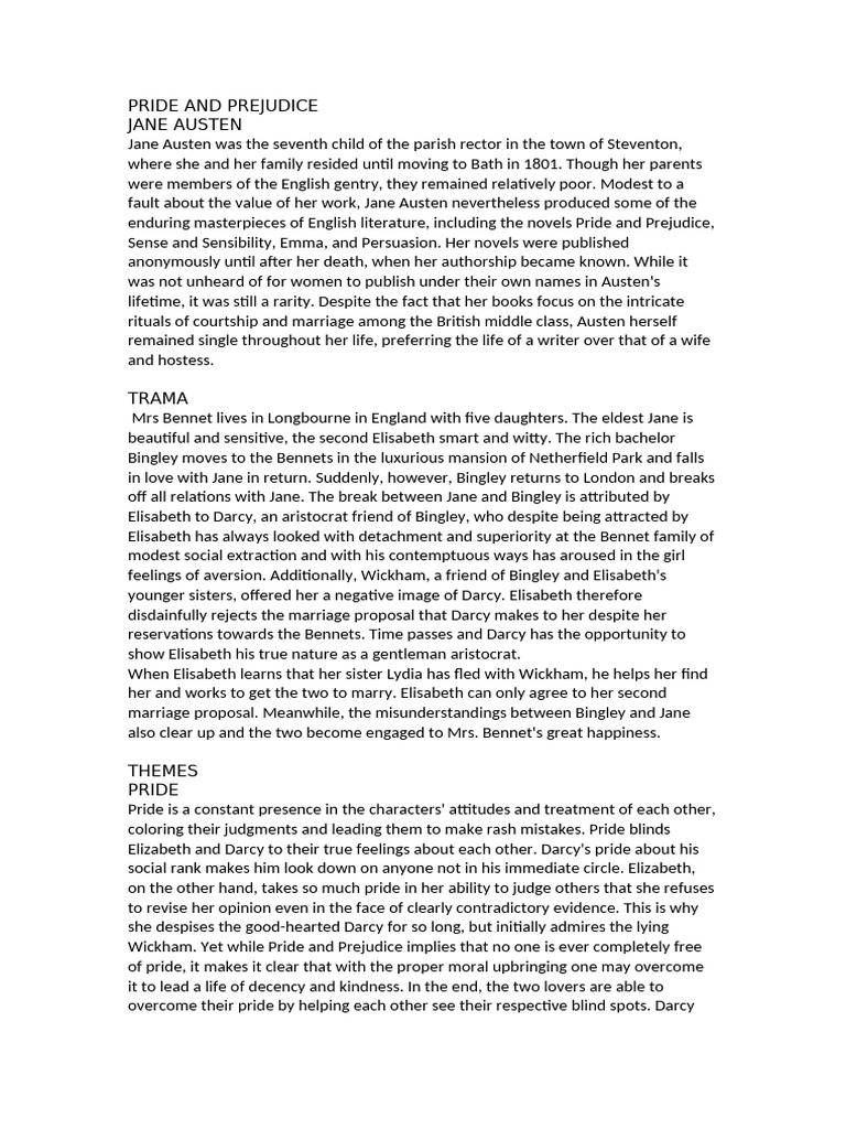 PRIDE AND PREJUDICE | PDF | Pride And Prejudice | Mr. Darcy