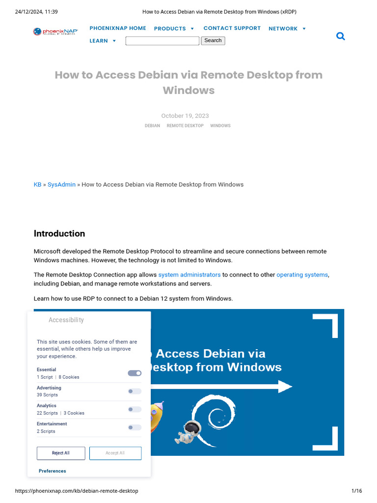 Access Debian 12 via RDP from Windows | PDF | Desktop Environment | Remote Desktop Services