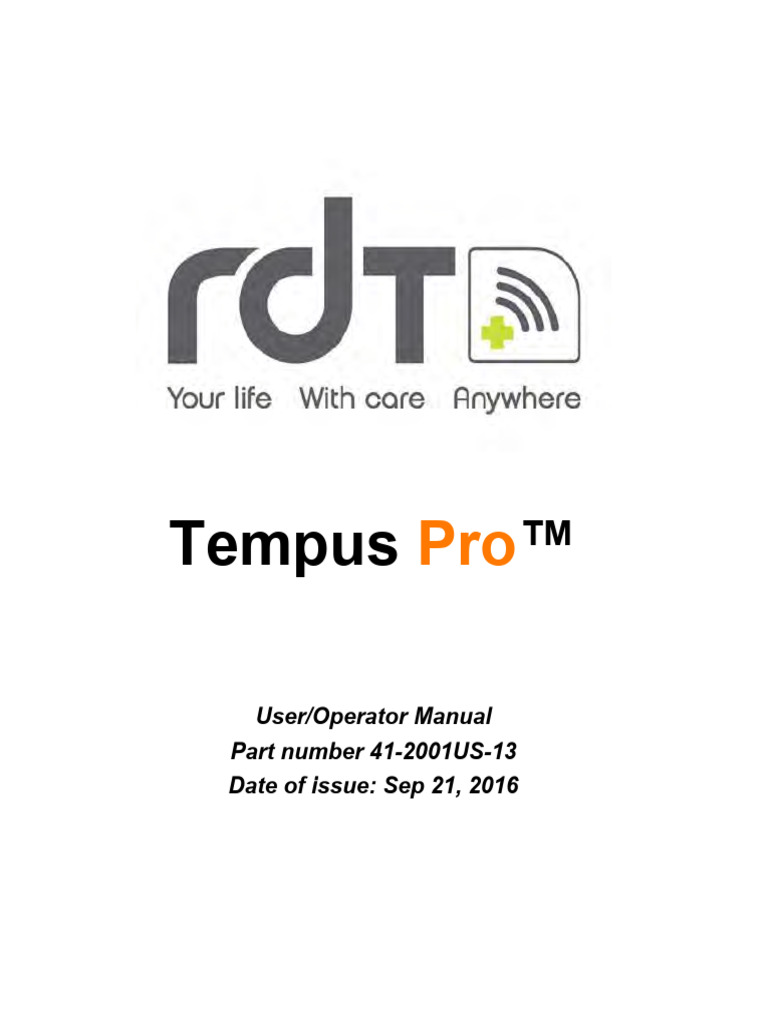 2. 41-2001US-13 Tempus Pro User-Operator Manual | PDF | Monitoring ...