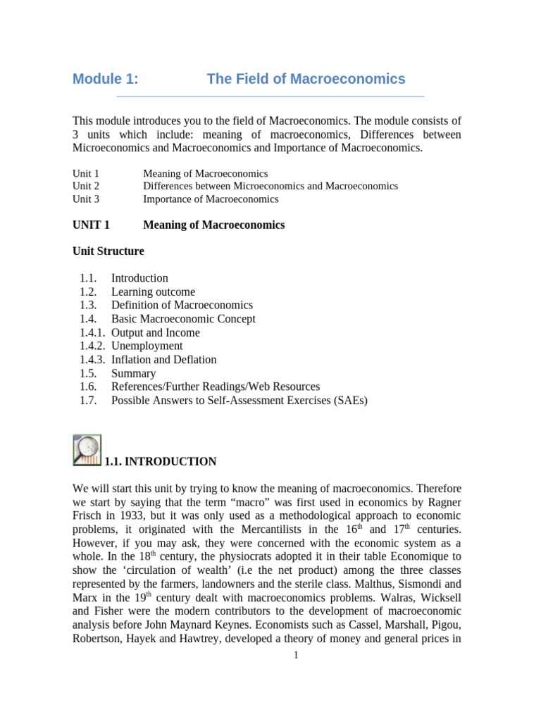 MODULE ONE | PDF | Macroeconomics | Economics