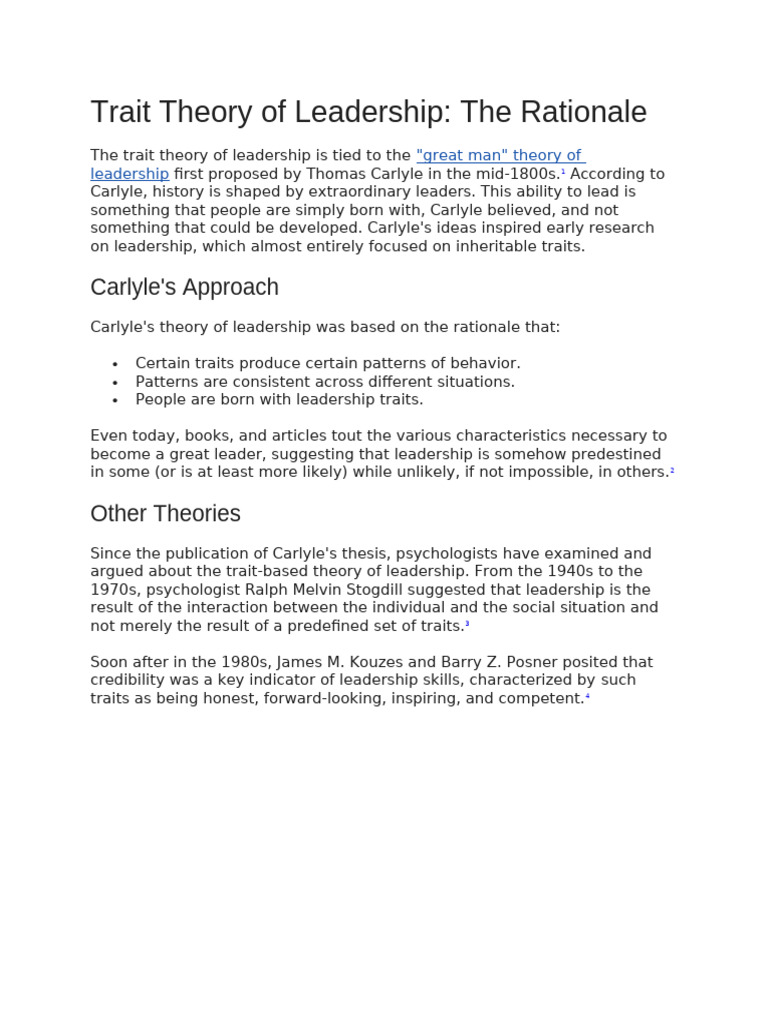 Stogdill's Trait Theory of Leadership | PDF