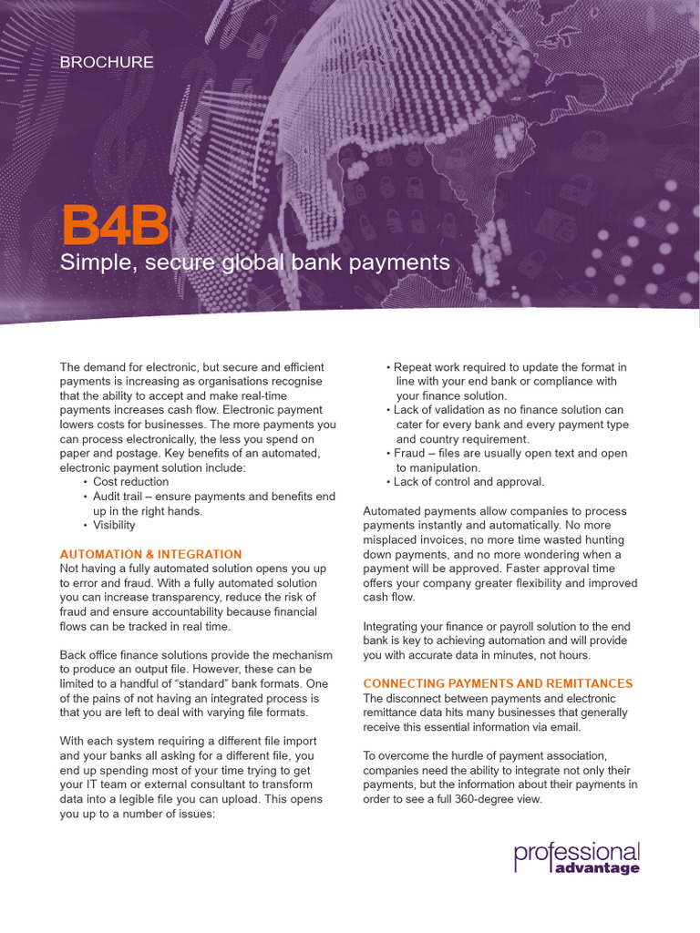 Brochure b4b Simple Secure Global Bank Payments | PDF | Automation | Banks
