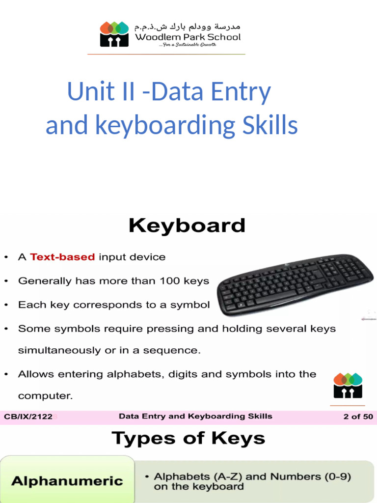 Unit II - Data Entry and Keyboarding Skills | PDF