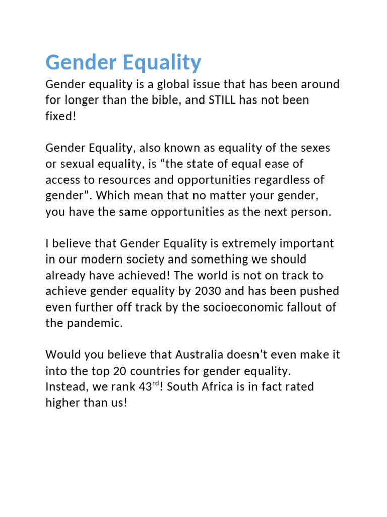 Gender Equality | PDF