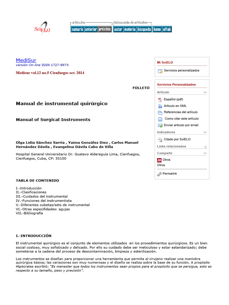 Manual de Instrumental Quirúrgico | PDF | Acero inoxidable | Aleación