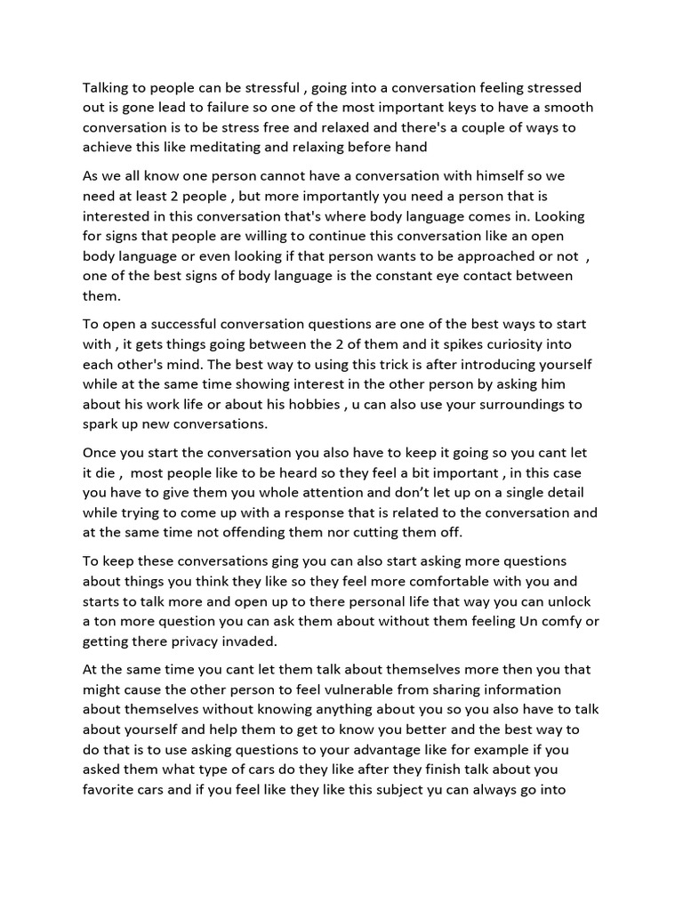 Talking To People Can Be Stressful | PDF | Conversation