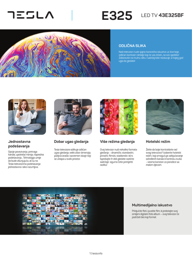 Tesla TV 43E325BF Specifications BIH | PDF